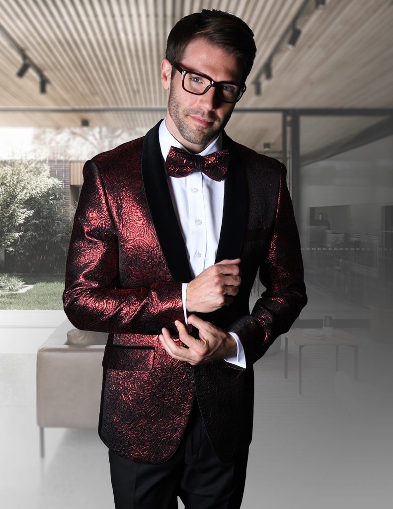 STATEMENT VJ-113 RED, FANCY SINGLE JACKET WITH MATCHING BOW TIE, MODERN ...