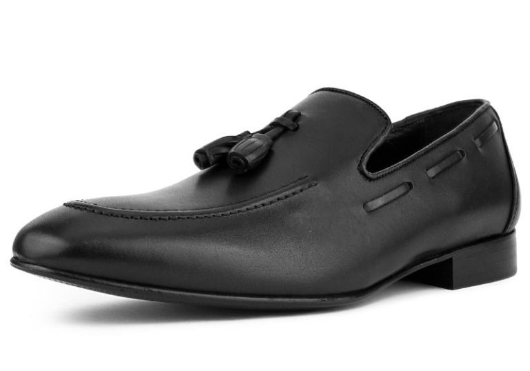 MADE IN ITALY ITALIAN LEATHER LOAFER WITH HEEL LACING AND TASSELS ...